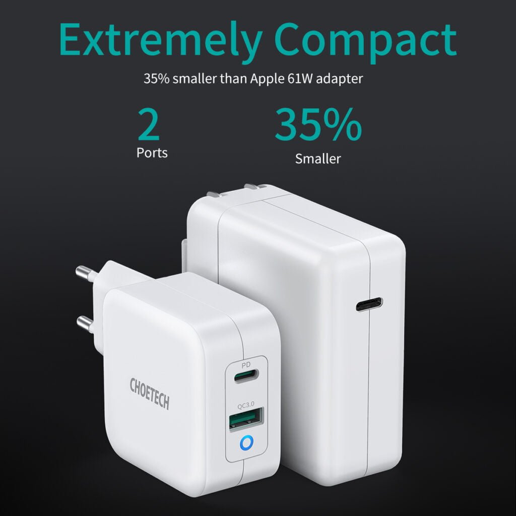 CHOETECH Distribution price 65W 2-Port PD Charger GaN Tech USB C ...