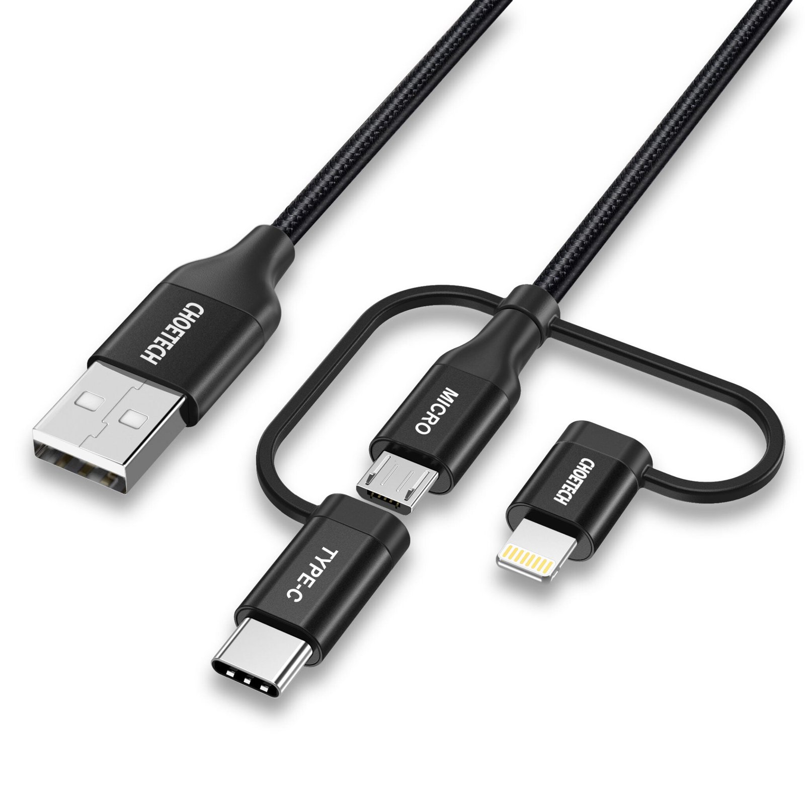 Multi USB Cable 3 in 1 Braided Cable with Lightning / Type C / Micro ...