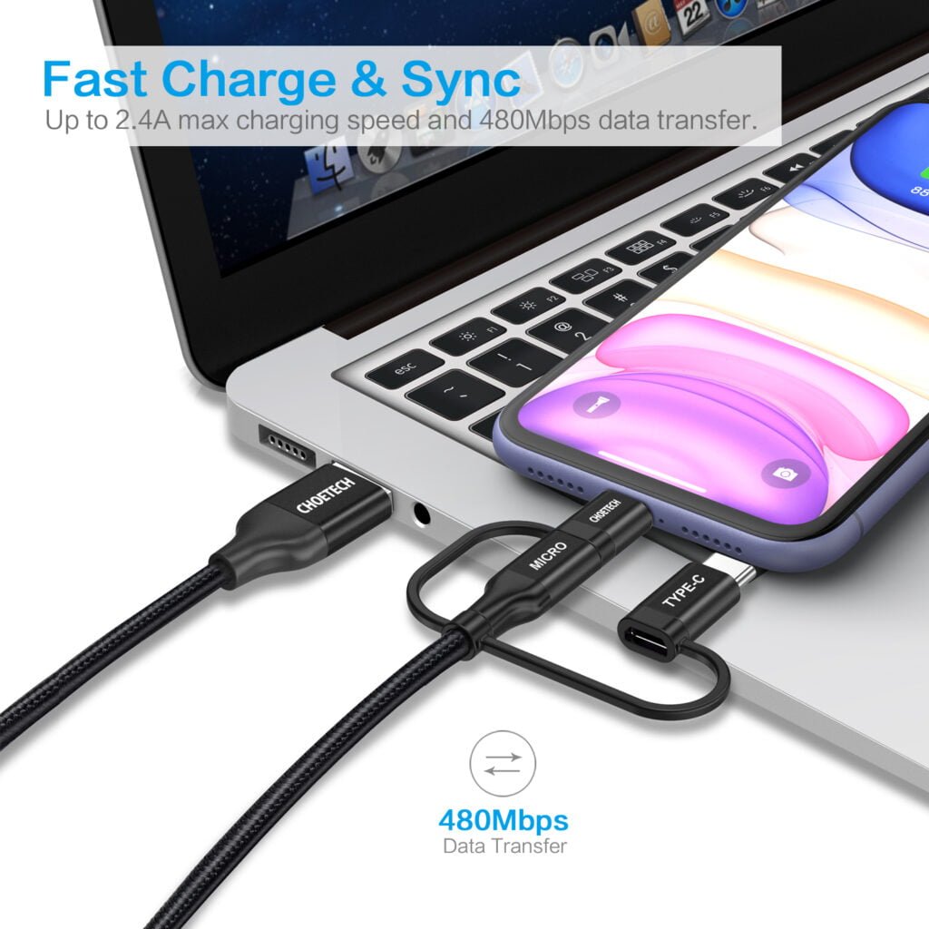 Multi USB Cable 3 in 1 Braided Cable with Lightning / Type C / Micro ...